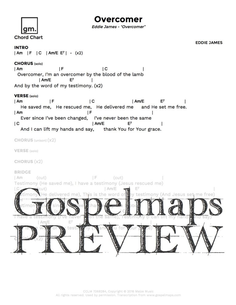 Gospelmaps | Overcomer - Eddie James, Magnify | Rhythm, Vocal, and ...