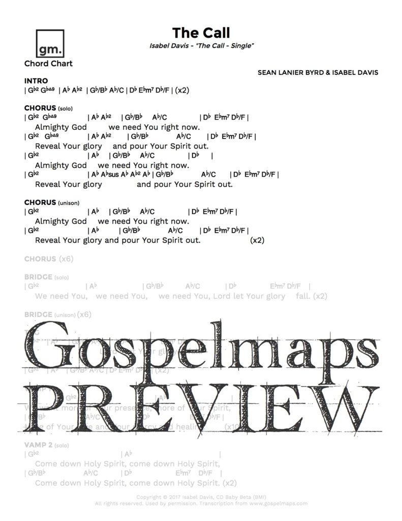 Gospelmaps | The Call - Isabel Davis, The Call - Single | Rhythm, Vocal ...