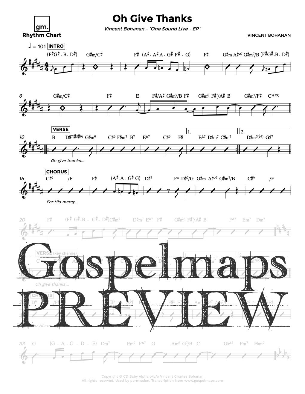 Gospelmaps | Oh Give Thanks - Vincent Bohanan, One Sound Live - EP ...